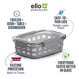 Ello DuraGlass Food Storage Containers, Antigua, 3.4 cup