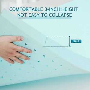 Mattress Topper King, 3 Inch Gel Infused Memory Foam Mattress Topper, King Size Mattress Topper for Body Support & Pressure Relief with Ventilated Design, CertiPur Certified