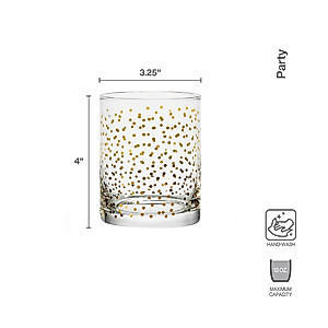 Mikasa Party Rocks Double Old Fashioned Whiskey, Set of 4, Gold/Silver
