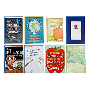 Hallmark Teacher Appreciation Card Assortment for Day Care, Preschool, Elementary School, Graduation or Back to School (8 Cards with Envelopes), Teacher Appreciation, 8 Cards (1599GMR9966)
