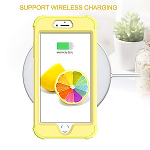 BENTOBEN Case for iPhone 8 Plus/iPhone 7 Plus, 3 in 1 Hybrid Hard PC Soft Rubber Heavy Duty Rugged Bumper Shockproof Anti Slip Full-Body Protective Phone Cover for iPhone 8 Plus/7 Plus, Yellow Lemon