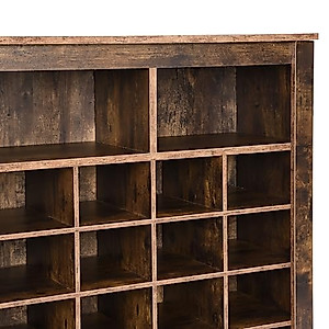 HICOMILA Shoe Cabinet,Sleek Design 24 Shoe Cubby Console, Modern Shoe Cabinet with Curved Base, Versatile Sideboard for Hallway, Bedroom, Living Room, Rustic Brown