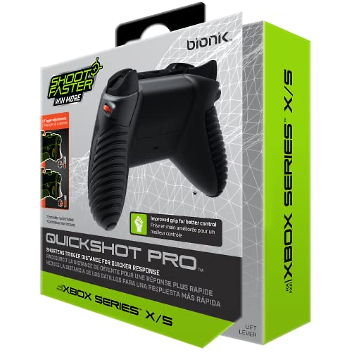 Bionik Quickshot Pro For Xbox Series X/S: Custom Grip and Dual Trigger locks for Faster Shots and Improved Gameplay