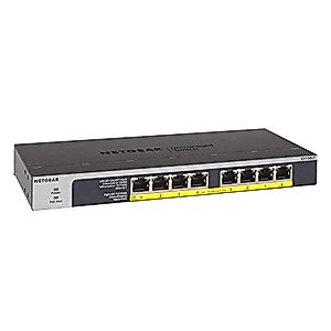 NETGEAR 8-Port Gigabit Ethernet Unmanaged PoE Switch (GS108LP) - with 8 x PoE+ @ 60W Upgradeable, Desktop, Wall Mount or Rackmount, and Limited Lifetime Protection