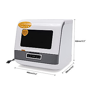 Compact Dishwasher 1200W Mini Portable Countertop Dishwasher 3/4 Washing Program Deep Cleaning for Small Apartments, Dorms and RV (White 3 Washing Programs)