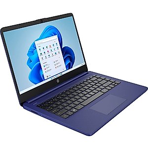 HP Stream 14inch HD Display, Intel Celeron Dual-Core Processor, 8GB DDR4 Memory, 128GB Storage (64GB eMMC+64GB Card),WiFi,Webcam,Bluetooth, Windows 11 S, Indigo Blue (Renewed)