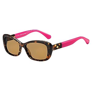 Kate Spade New York Women's Claretta Polarized Rectangular Sunglasses, Havana Pink, 53 mm