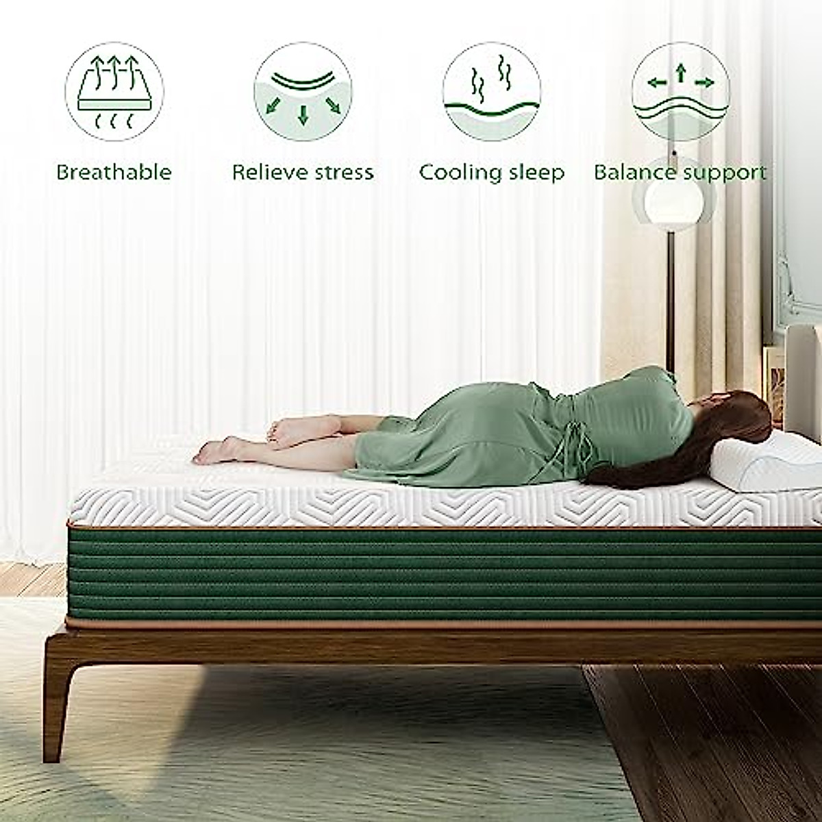 Zeffly Queen Size Mattress 10 Inch, Gel Memory Foam Mattress with Individual Pocket Springs, Hybrid Mattress in a Box for Pressure Relief & Cooler Sleep, CertiPUR-US Certified