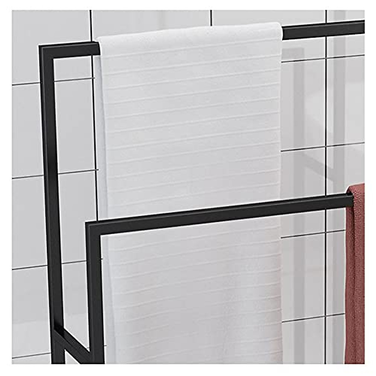 -Shelf Balcony Bathroom Stand Alone Towel Holder,Freestanding Towel Rack Stand,Metal Towel Drying Rack Ladder for Bathroom/Kitchen/Bathtub/Black/65 * 20 * 110Cm