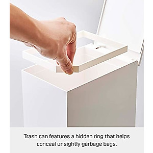 Yamazaki Home Tower Sanitary Step Trash Can, One Gallon – Small Home Waste Bin,White