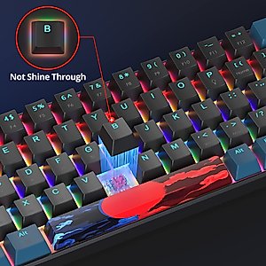 Mosptnspg Protable 60% Percent Gaming Keyboard Mechanical, Mini Compact RGB Backlit 68 Keys Wired Office Keyboard with Red Switch for Mac/Win (Monstor Black/red Switch 68)