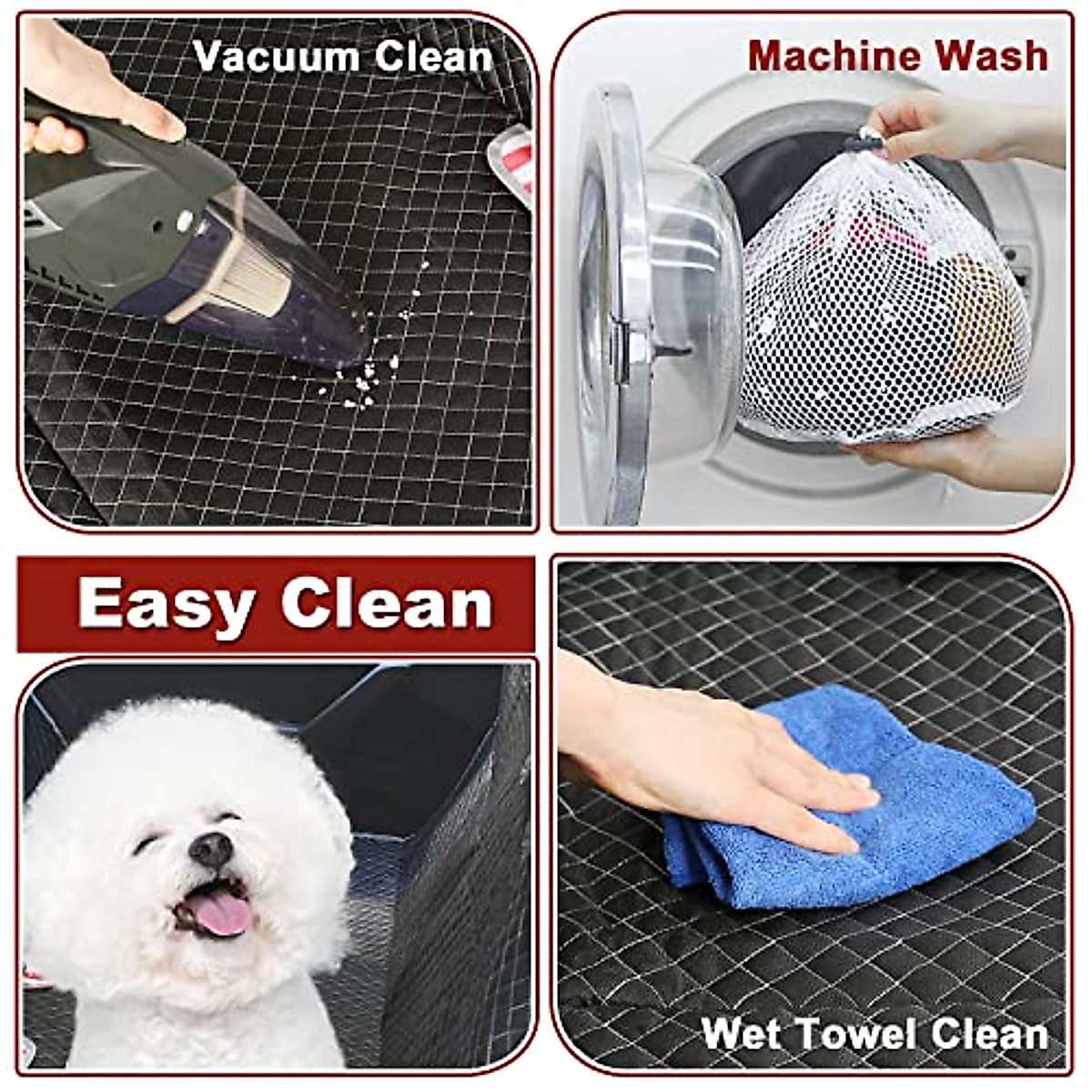 Dog Car Seat Cover for Back Seat, Yagud 100% Waterproof, 600D Scratch Resistant and Nonslip Dog Seat Cover Protector, Washable, Quilted Pet Bench Cover for SUV, Truck & Sedan, Dark Black, 58" x 54"
