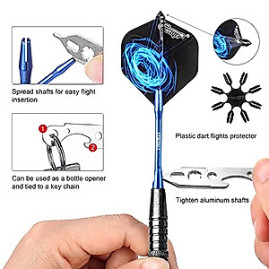 CyeeLife 22g Steel tip Darts with 4 Colors Aluminum shafts+Sharpener+Tool+16 Flights+16 Protectors,for 4 Beginners House Darts