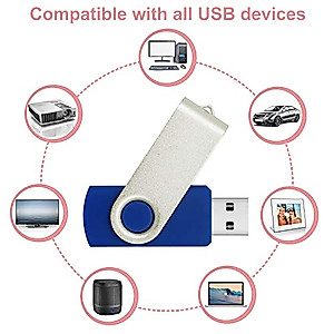 TOSPLUS 5Pack 16GB USB 2.0 Flash Drive Thumb Drives Memory Stick Jump Drive Zip Drive (Black/Green/Blue/Red/Yellow)