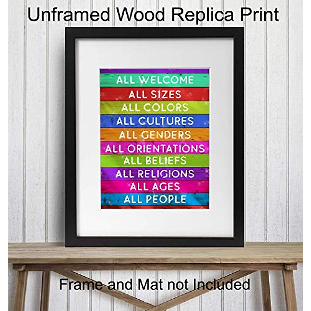 Welcome Sign - Liberal Wall Decor Picture - Gift for LGBTQ, Queer, Gay, Bi, Lesbian, African American, Black, Latino - 8x10 Paper Plaque Art Poster Print for Home, Office, Store, Bar - Unframed