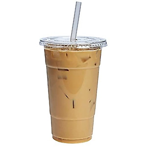 Comfy Package [24 oz. - 50 Count Clear Plastic Cups With Lids, Disposable Coffee Cups with Flat Lids - Ideal for Cold Beverages, Smoothies, and To-Go Drinks