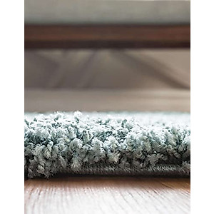 Rugs.com - Über Cozy Solid Shag Collection Rug – 3' x 5' Oval Light Slate Blue Shag Rug Perfect for Living Rooms, Large Dining Rooms, Open Floorplans