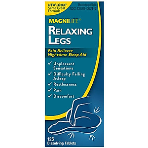 MagniLife Relaxing Legs, Natural Sleep Aid and Pain Reliever, Calms Jerks, Restlessness, and Discomfort - 125 Quick Dissolve Tablets