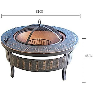 LEAYAN Garden Fire Pit Portable Grill Barbecue Rack Fire Pit Bonfire Wood Burning Patio Coal Grill Firepit for Grill Charcoal Grill with Spark Screen Poker with Cover BBQ Cooking for Camping Backyard