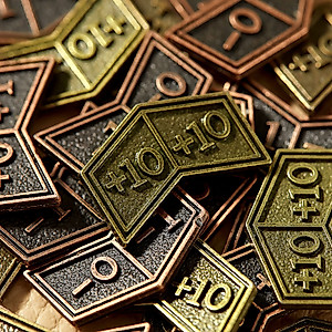 60 Pieces Magic Gathering Counters Tokens Antique Gold Metal Tokens Counters Double Sided Compatible with CCG and MTG with Velvet Drawstring Pouch