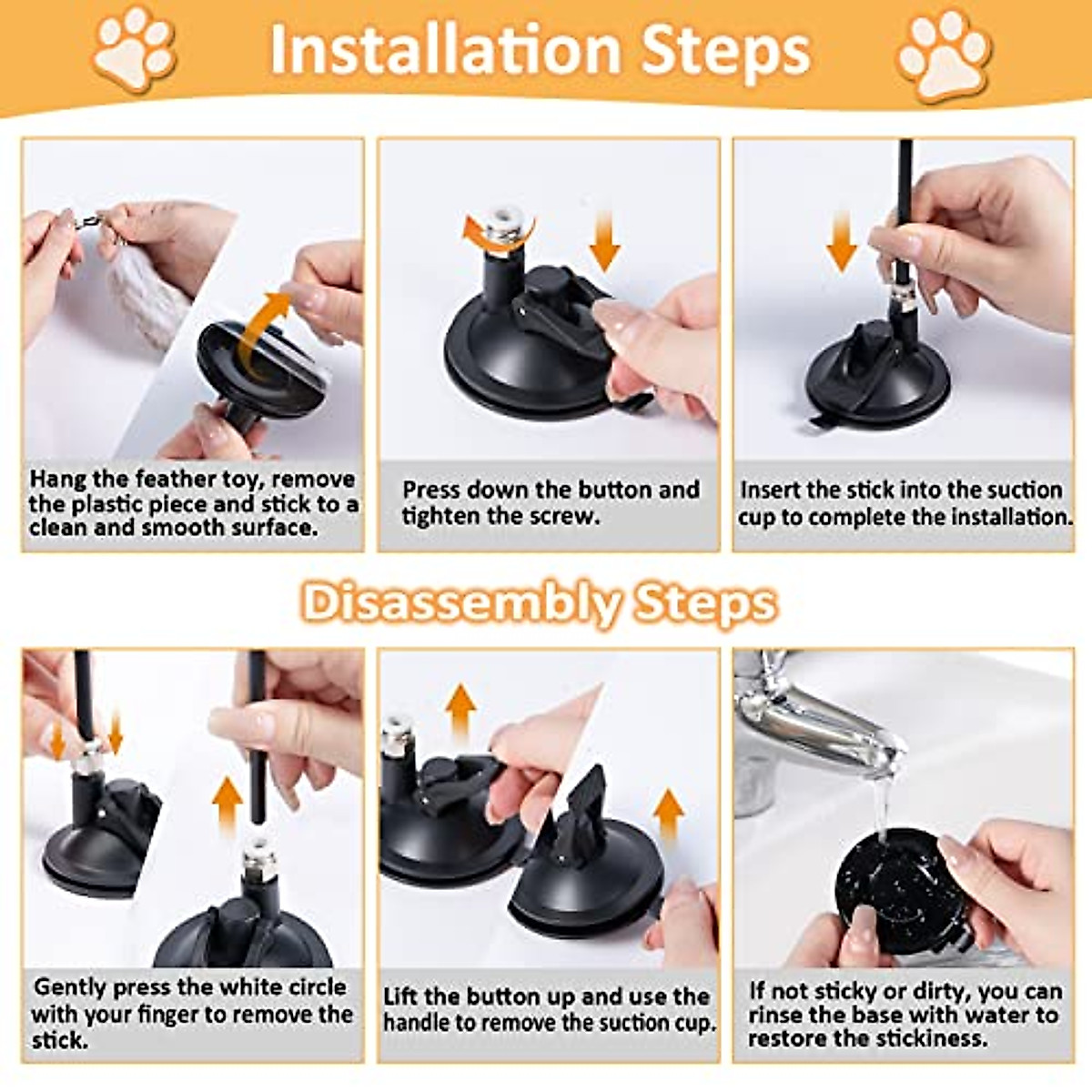 MEWTOGO Hanging Door Cat Toy, Retractable Interactive Cat Feather Toys with Super Suction Cup and 5 Replaceable Feathers, Suction Window Cat Teaser Toy for Indoor Cats Kitten Play Chase Exercise