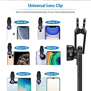 Criacr Phone Camera Lens, 210 °Fisheye Lens + 120 °Wide Angle + 25X Macro + 2X Telephoto + Star Lens + CPL + 6 Kaleidoscope 7 in 1 Phone Lens Kit Compatible with iPhone/Samsung/Google Pixel etc
