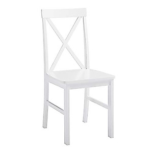 Walker Edison 4 Person Modern Farmhouse Wood Small Dining Table with 4 Chairs Set for Dining Room Kitchen, 48 Inch, White