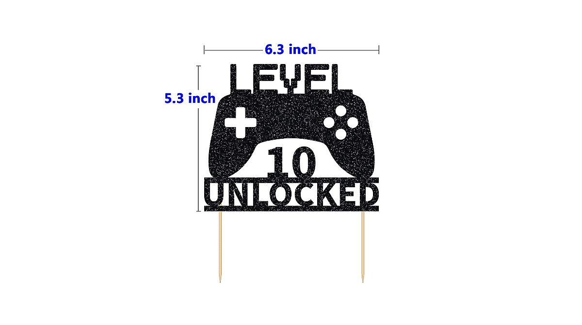 Level 10 Unlocked Cake Topper for Gamer Birthday
