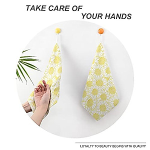 Lurnise Hand Towel Daisy Hand Towels Dish Towel Lanyard Design for Bathroom Kitchen Sports