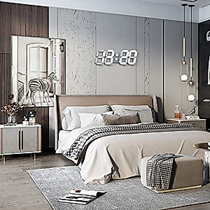 EDUP LOVE 3D Digital Alarm Clock, Modern Design LED Wall/Desk Clocks 12/24H Time/Date/Temperature Display, Nightlight/Brightness Adjustable/White Light for Kitchen/Office/Living Room/Classroom/Hotel