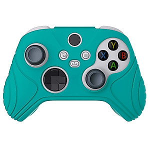 eXtremeRate PlayVital Samurai Edition Aqua Green Anti-Slip Controller Grip Silicone Skin for Xbox Core Controller, Ergonomic Protective Case Cover for Xbox Series S/X Controller w/Thumb Grips
