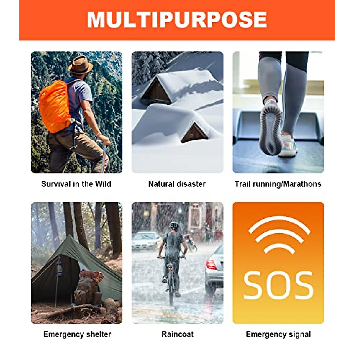 PERIEMALA Emergency Blankets for Survival Gear (Pack of 4), Camping Blanket, Emergency Blanket, Thermal Blanket, Mylar Space Blanket, Survival Blanket, First Aid Supplies, Outdoors