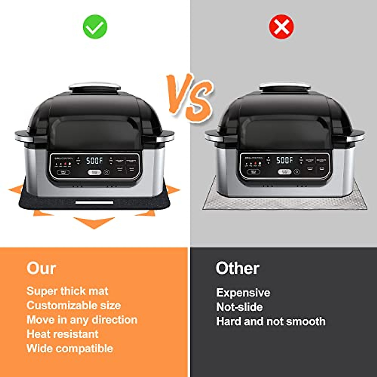 Heat Resistant Mat for Air Fryer with Sliding Function, 2 Pcs 15*18 in Heat Resistant Pad Sliding Caddy Countertop Protector Mat Compatible with Most XL Air Fryer Ninja Air Fryer Oven Micro Wave Oven