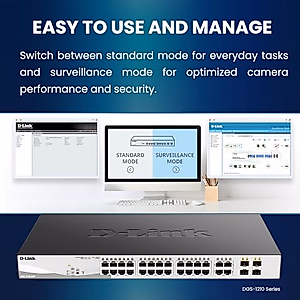 D-Link 28-Port Gigabit Smart Managed PoE+ Switch |24 PoE+ Ports (193W) + 4 SFP Combo Ports |L2+ | VLANs | Web Managed | Surveillance Mode | Rackmount | NDAA Compliant |Lifetime Warranty (DGS-1210-28P)