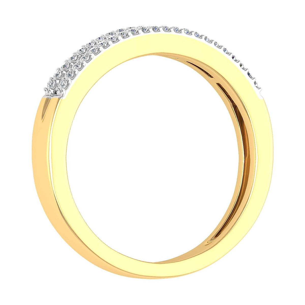 1/4 Carat Round & Baguette Shape Diamond Wedding Band Ring in 10K Yellow Gold (Ring Size 6.5)
