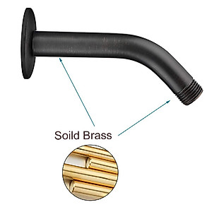 BRIGHT SHOWERS 6 Inch Brass Shower Arm Matching 10 Inch Brass Adjustable Shower Extension Arm, Oil-Rubbed Bronze