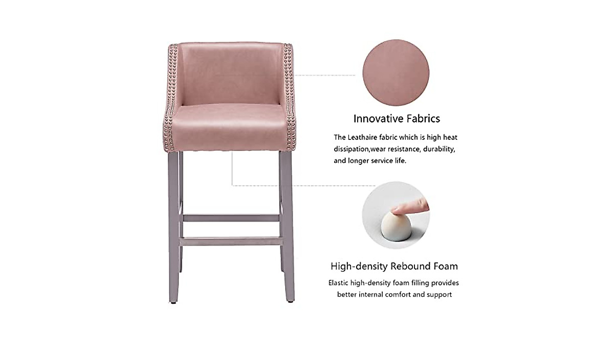 Stylish Pink Bar Stools Set of 2 for Kitchen & Home