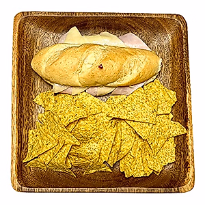 WRIGHTMART Wood Plates, Set of 4, Durable, Versatile, Rustic Authentic Design, Tableware for Dining, Each Plater is Hand Shaped, Inherently Unique, Displaying Natural Variations, Square 10" x 10"