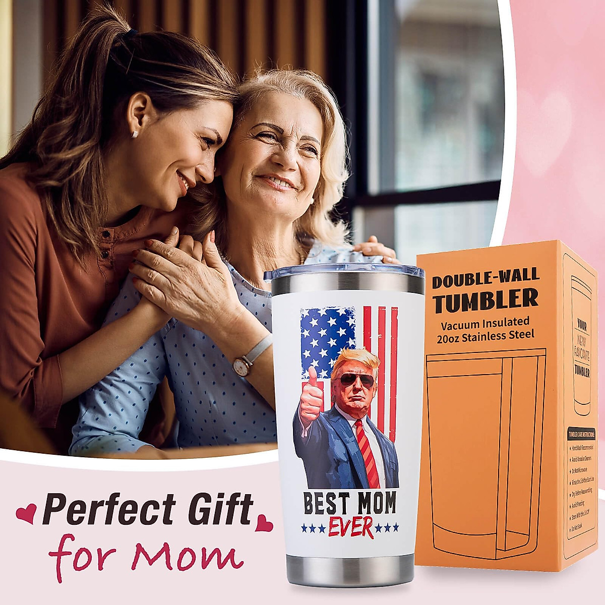Winzsox Mothers Day Gifts for Mom from Daughter, Son - Birthday Gifts for Mom, Best Moms Ever Gift, Cool Trump Moms Cup for Birthday Christmas Presents Valentines Gift - 20oz Trump Coffee Tumbler Mug