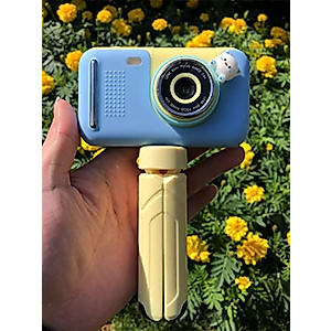 Acuvar Full 1080P Kids Selfie Flip Lens HD Digital Photo & Video Rechargeable Camera with 2" Screen, Matching Handheld Tripod, 32GB Card, Memory Card Case, Card Reader & Micro USB Charging (Blue Kit)