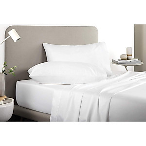 RajlinenLLC White Sheets Queen Set - Cotton Sheet Queen Size Sheets Set Hotel Luxury Bed Sheets Breathable & Cooling Sheets fit Mattress Upto 16 inch Sheets for Beds 400 Thread Count White Solid