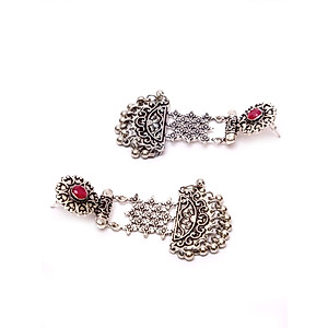 Crunchy Fashion Bollywood Jewellery Traditional Ethnic Bridal Bride Wedding Bridesmaid Oxidised Silver Tribal Boho Indian Earrings Jewelry For Women