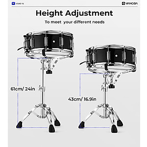 Vangoa Snare Drum Kit 14 x 5.5 Inches Marching School Band Student Beginner Practice Snare Drum with Stand, Gig Bag, 5A Drumsticks, Tuning Key, Coated Drum Head, Strap, Mute Pad, Black