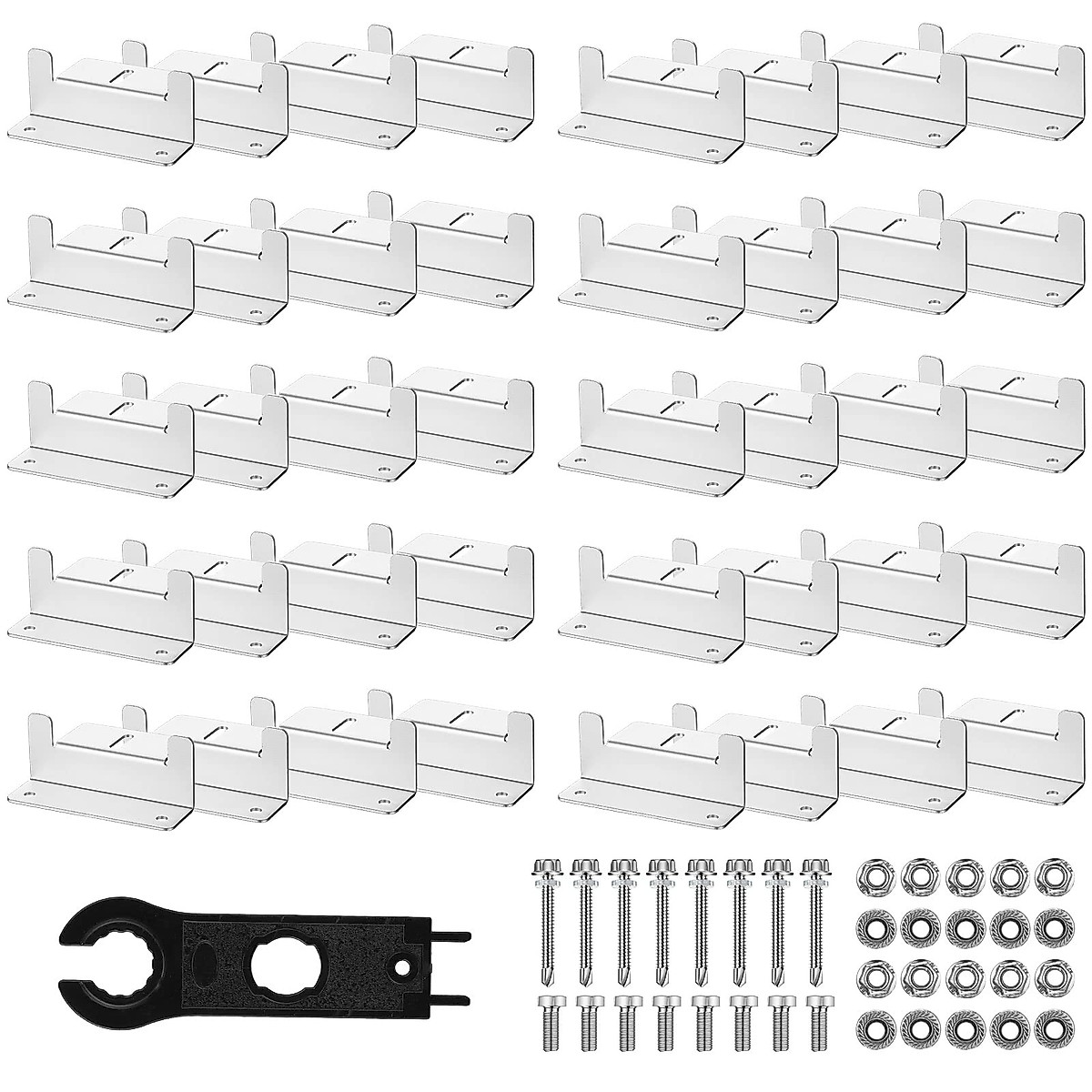 Konohan 10 Set Solar Panel Mounting Brackets Z Bracket Aluminum Solar Panel Mounting Brackets Kit with Nuts and Bolts for RV, Boat, Wall, Caravans, Yacht and Other Gird Installation