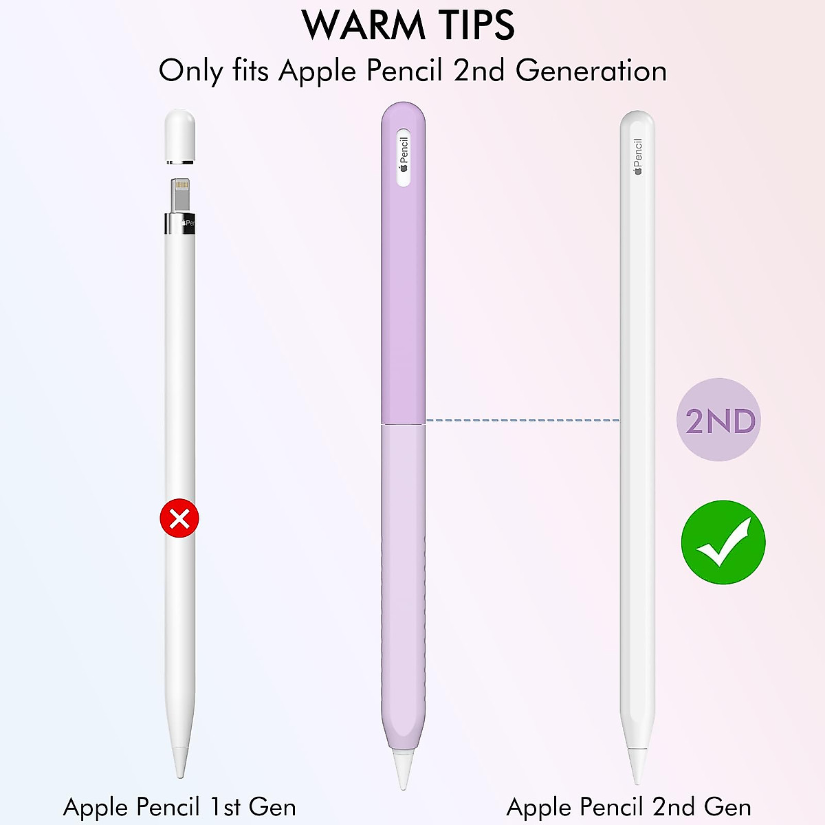 NIUTRENDZ Gradient Color iPencil Case for Apple Pencil 2nd Generation Case Silicone Protective Cover Sleeve Skin for Apple Pencil 2nd Gen (Apple Pencil 2nd Generation, Gradient Purple)