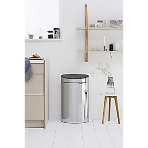Brabantia 10.6 Gal Kitchen Touch Trash Can New (Brilliant Steel) Removable Lid, Soft-Touch Open, Garbage Can + Bags