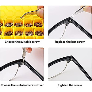 Magnetic Eyeglass Repair Kit, Glasses Repair Kit with Eyeglass Screws Include Nose Pads, Precision Screwdriver Tool Set and Tweezers for Eyeglasses, Sunglasses, Watch Clock Spectacle Repair