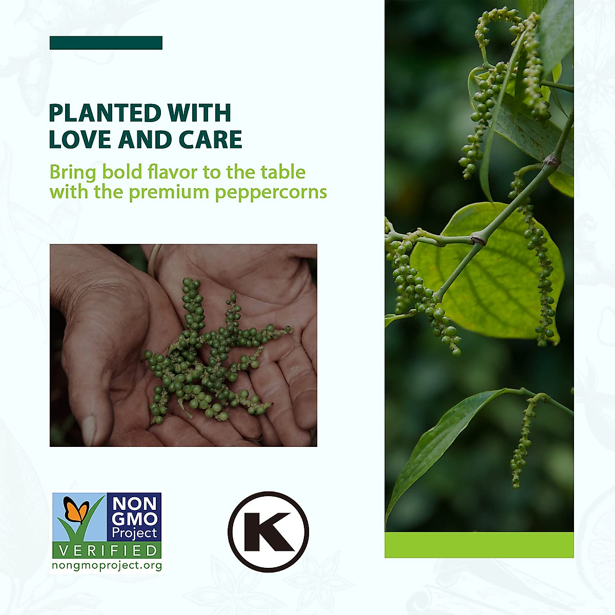 Soeos Black Peppercorns, 16oz (Pack of 1), Non-GMO, Kosher, Packed to Keep Peppers Fresh, Peppercorn for Grinder Refill, Whole Peppercorns