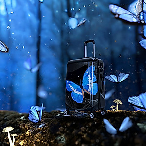 InUSA Black Butterfly Print Luggage with Spinner Wheels | Durable Lightweight Hardside Suitcase | Travel Bag with Handle and Trolley | 24-Inch Medium Checked luggage