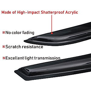 Lightronic WV94141 Outside-Mount Side Window Visor Deflector Rain Guard, Dark Smoke, 4-Pieces Set, Fits 2007-2014 Ford Edge & 2007-2015 Lincoln MKX